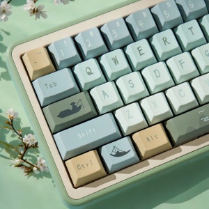 Misty Rain Keycap Set Cherry Profile Keycap Set Lake, Boating, Japanese ...