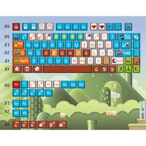 Pixelated Mario Keycap Set - MOA and Cherry Profile Keycap Sets - SNES ...