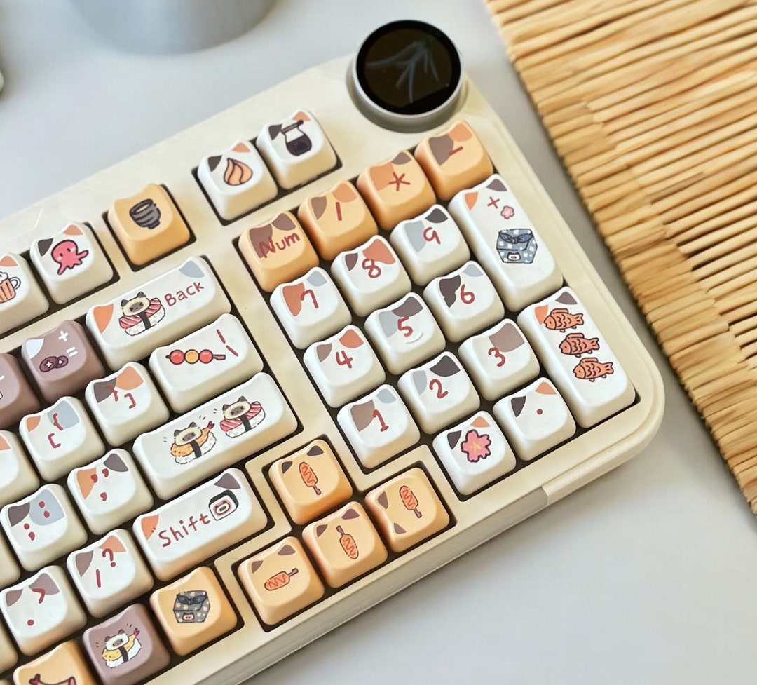 Sushi Cat Keycap Set - MAO Cat Head Profile Keycap Set - Sushi and Cute ...