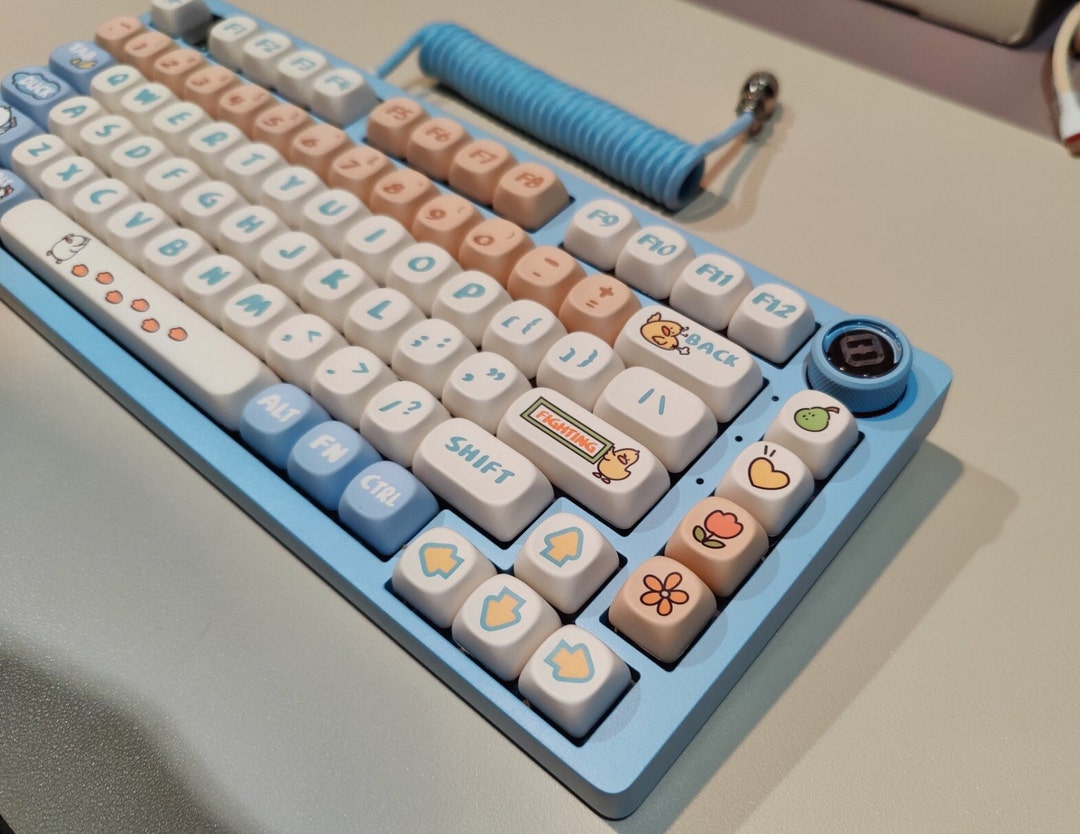 Blue Aluminum 75% Hi75 Cute Duck Keyboard With 48g Princess Tactile ...