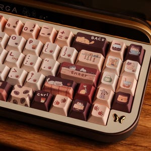 Meow Cafe Keycap Set - Cherry and SOA Profile - Retro Coffee/cat Themed ...
