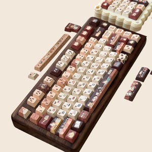 Meow Cafe Keycap Set - Cherry and SOA Profile - Retro Coffee/cat Themed ...