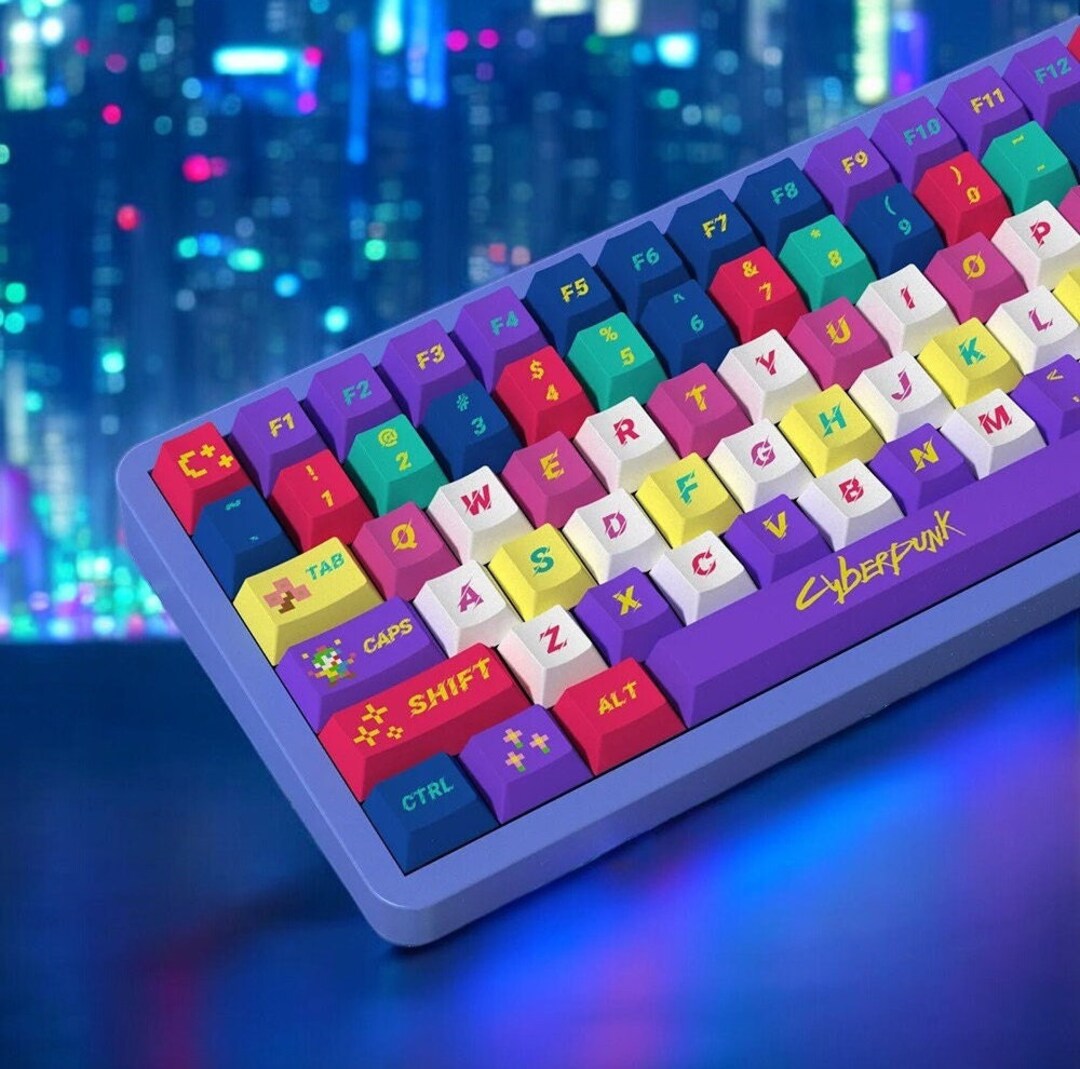 Retro Cyber Punk Keycap Set - Cherry Profile Keycap Set - Cyberpunk ...