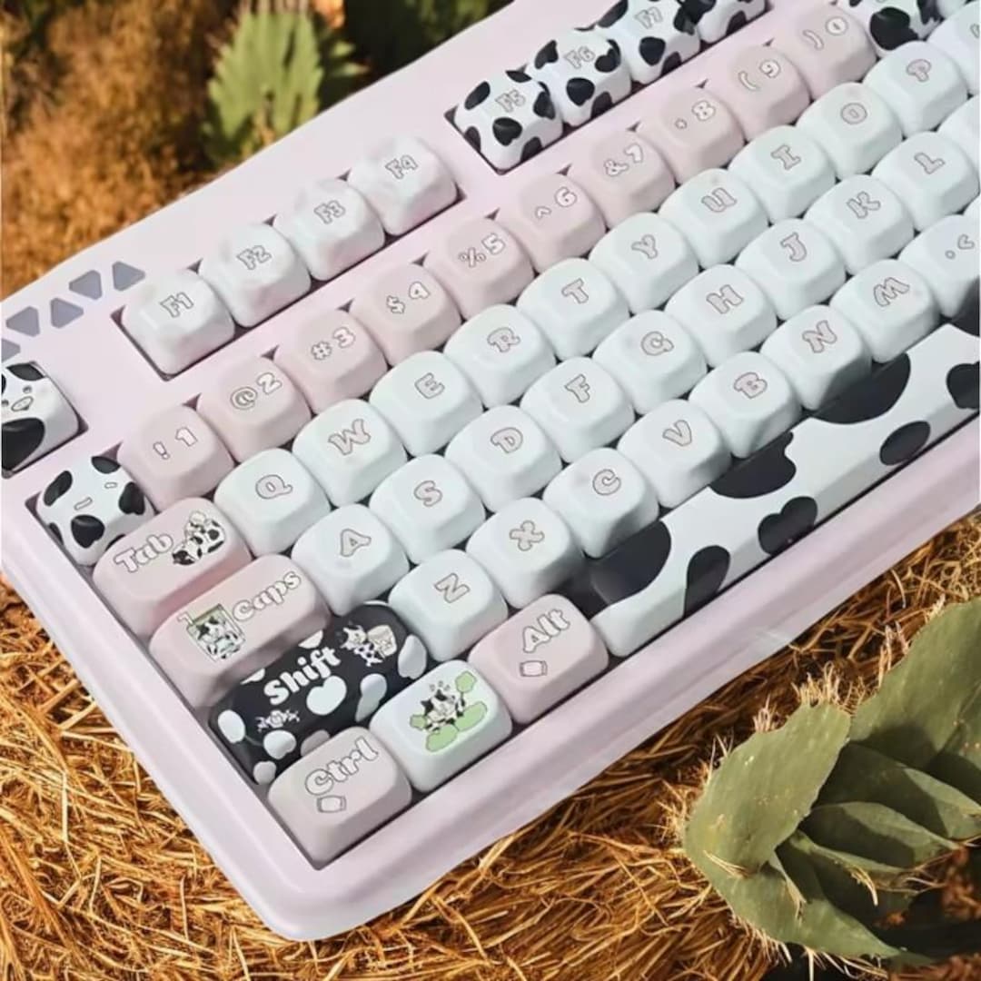 Pink Moomoo Keycap Set - MOA Profile - Cow, Pasture, Pink Themed ...
