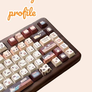 Meow Cafe Keycap Set - Cherry and SOA Profile - Retro Coffee/cat Themed ...