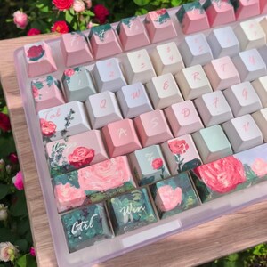 Rose Garden Watercolor Keycap Set Cherry Profile PBT Keycaps Roses ...