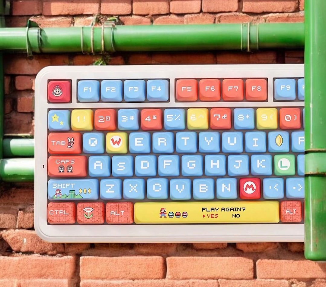 SNES Retro Mario Keycap Set MOA profile keycap sets SNES Super Mario ...