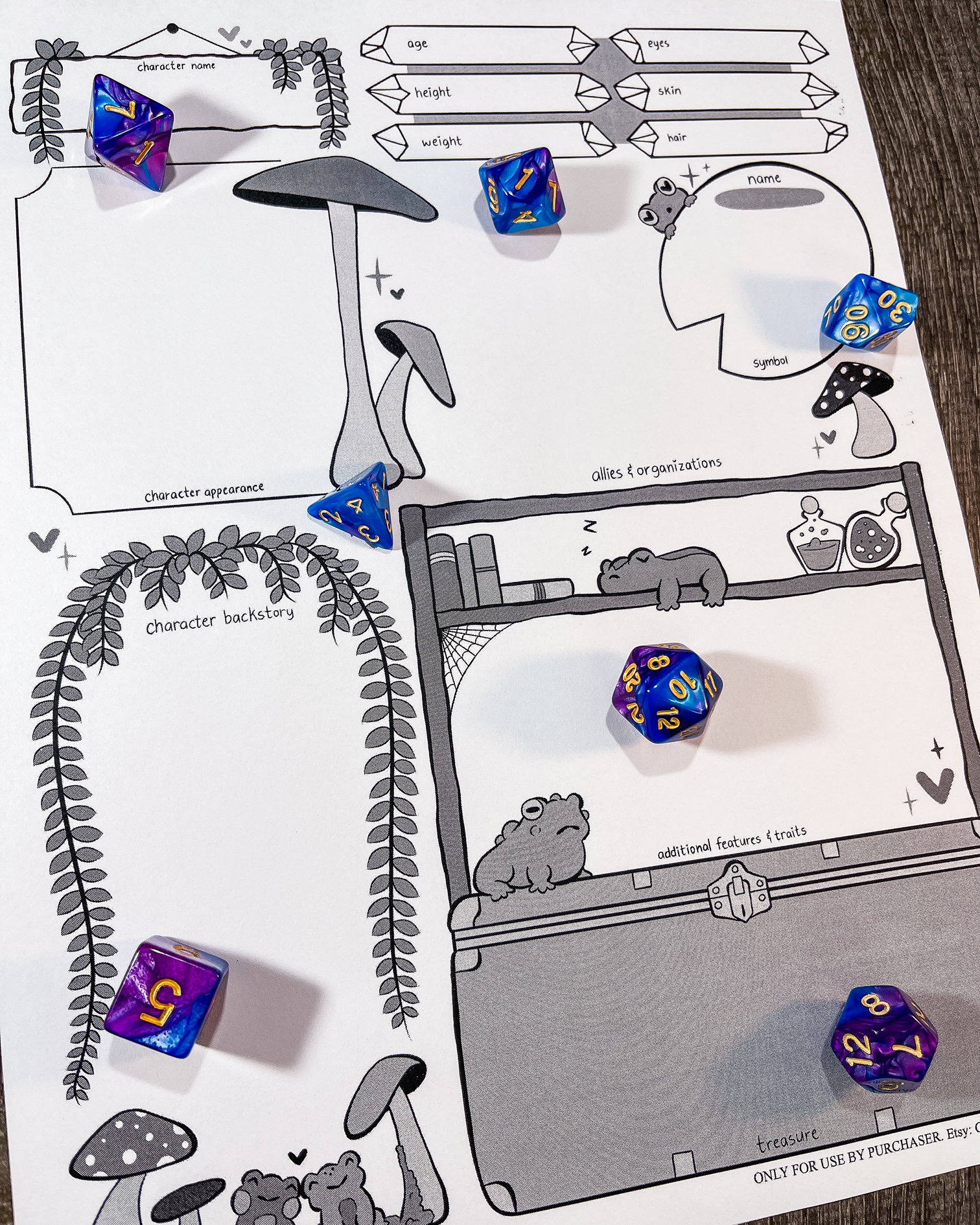 Frog and Mushroom Character Sheets color D&D 5e | Etsy