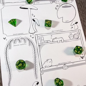 Frog and Mushroom Character Sheets (lineart) - D&D 5e - Etsy
