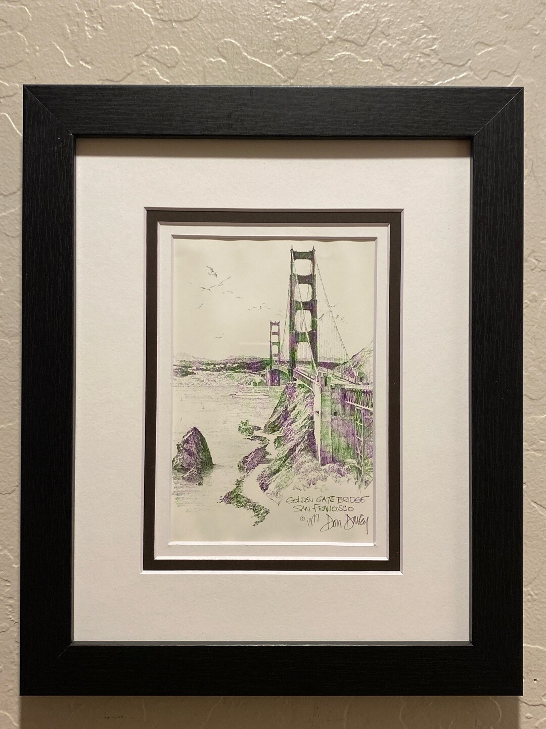 Don Davey Golden Gate Bridge Print of San Francisco 1977 Triple Matted ...