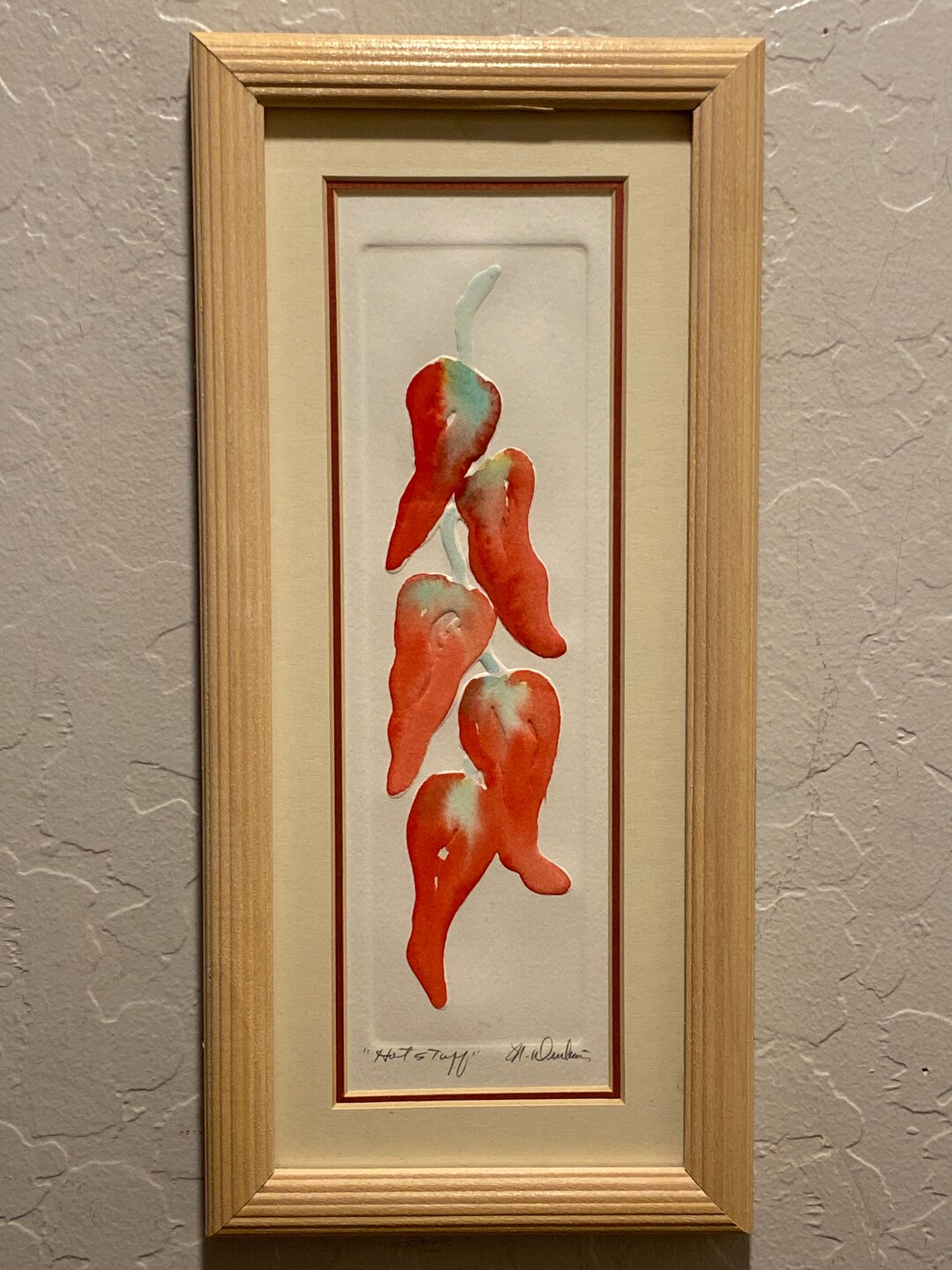 Mary Dinkins Intaglio Original Print Etching Red Chilies Water Colored ...