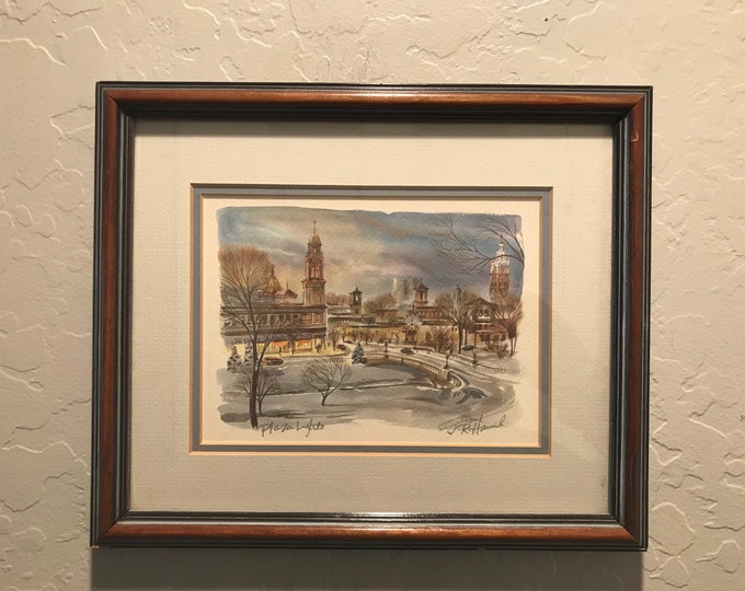 Plaza Lights - Lithograph Signed by Artist, J.R. Hamil - Etsy