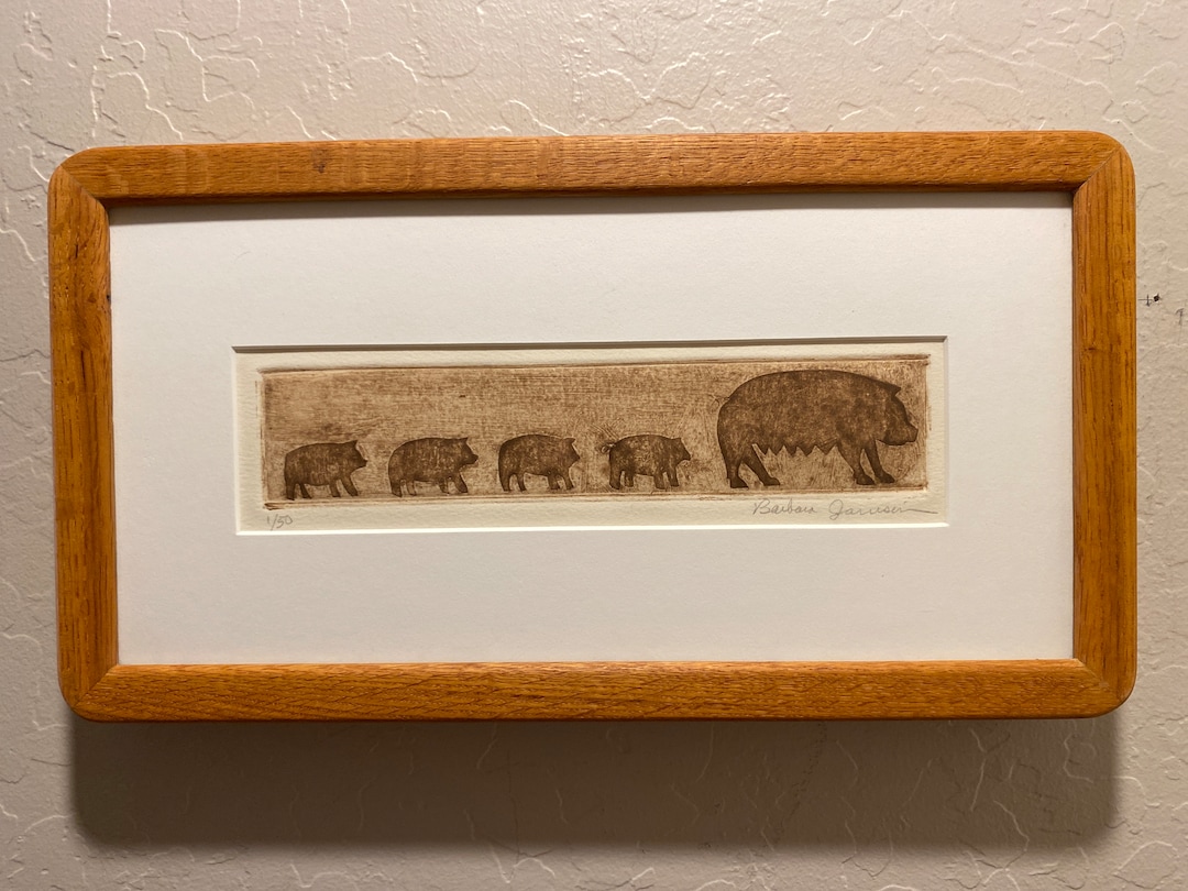 Barbara Garrison pigs Collagraph and Watercolor Print Numbered 1/50 ...