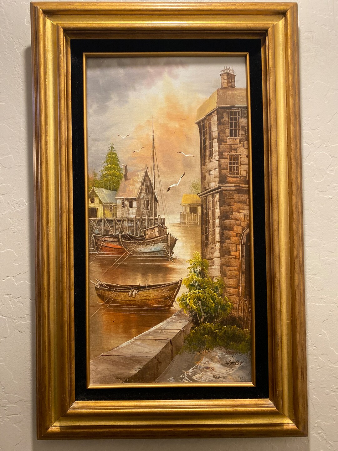 Original Oil Painting Signed Wolfgang Zeller Boats in Harbor - Etsy