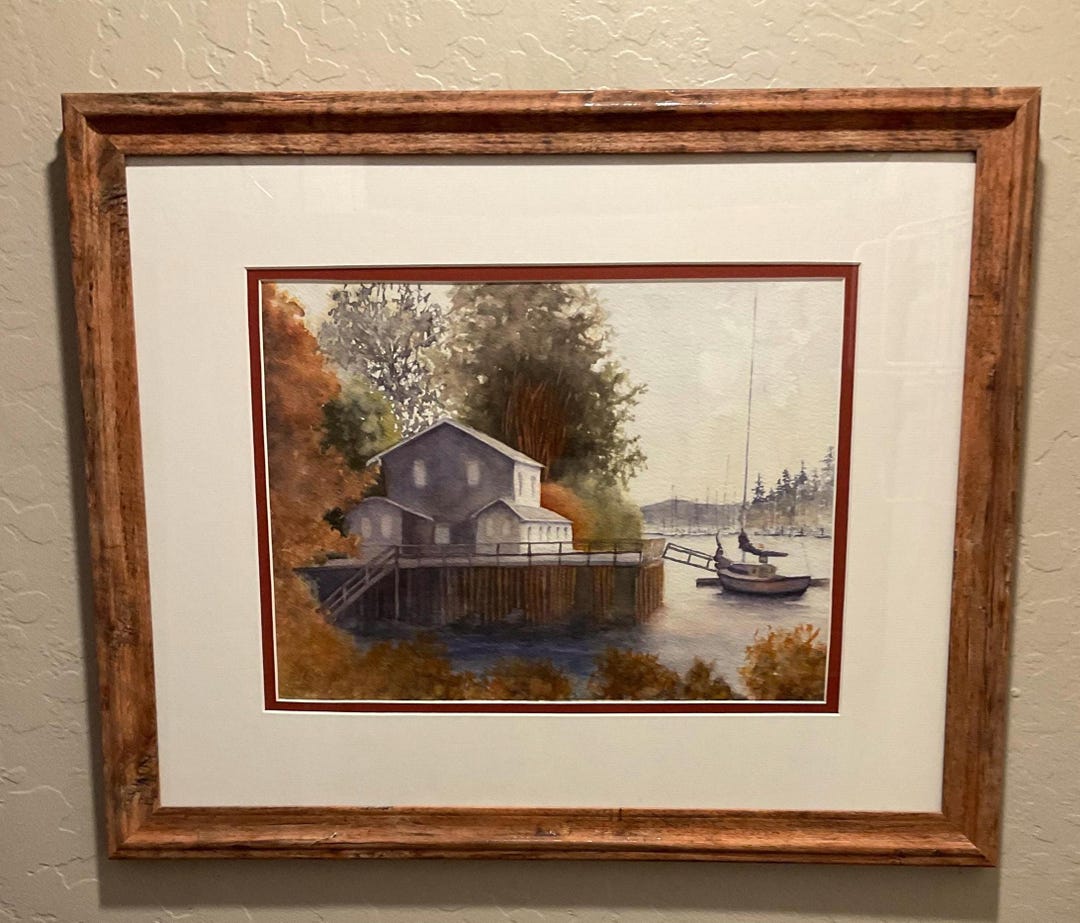 Lakeside Sailboat Watercolor Painting by Judy Coffman, 22.25 X 18.25 ...