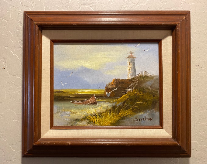 Stenton Seaside Lighthouse Original Oil Painting Signed - Etsy