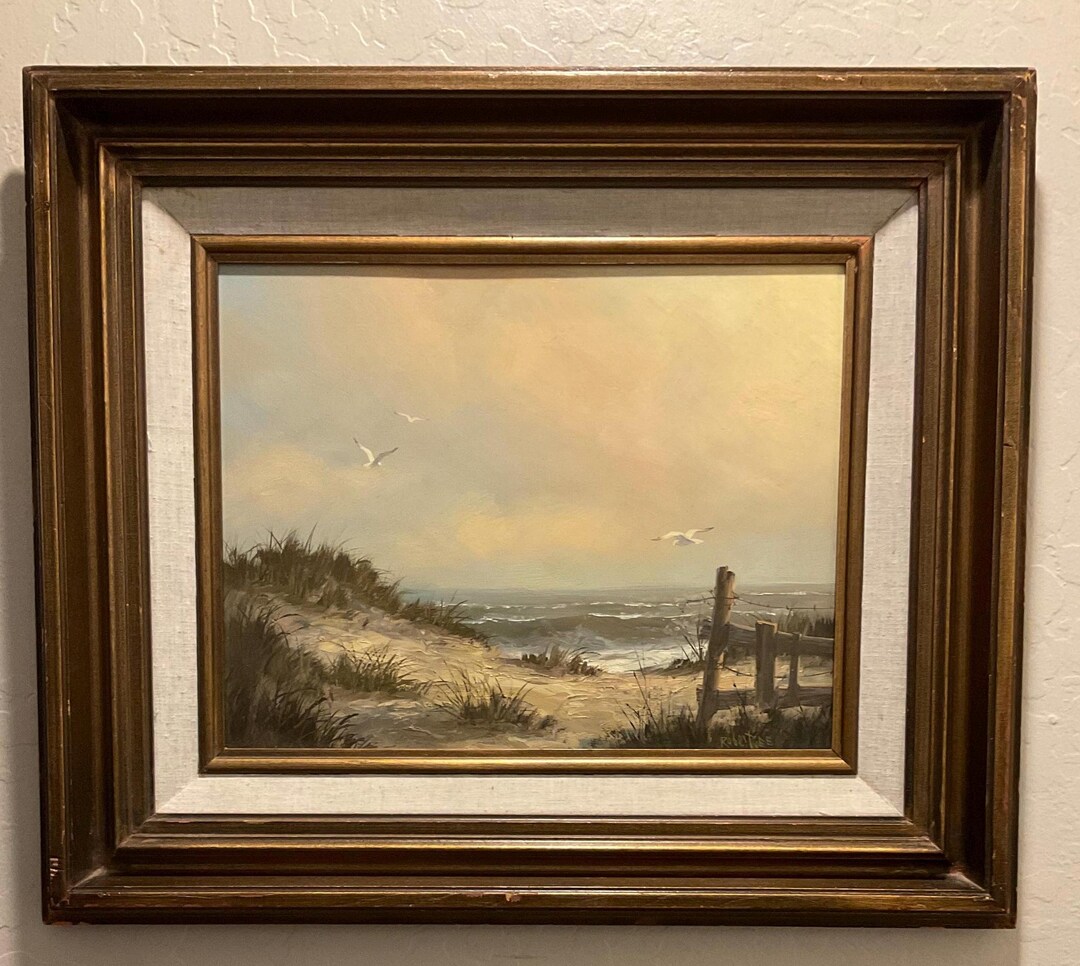 Vintage Original Oil Painting of Seaside Signed by Artist Robert Wee - Etsy