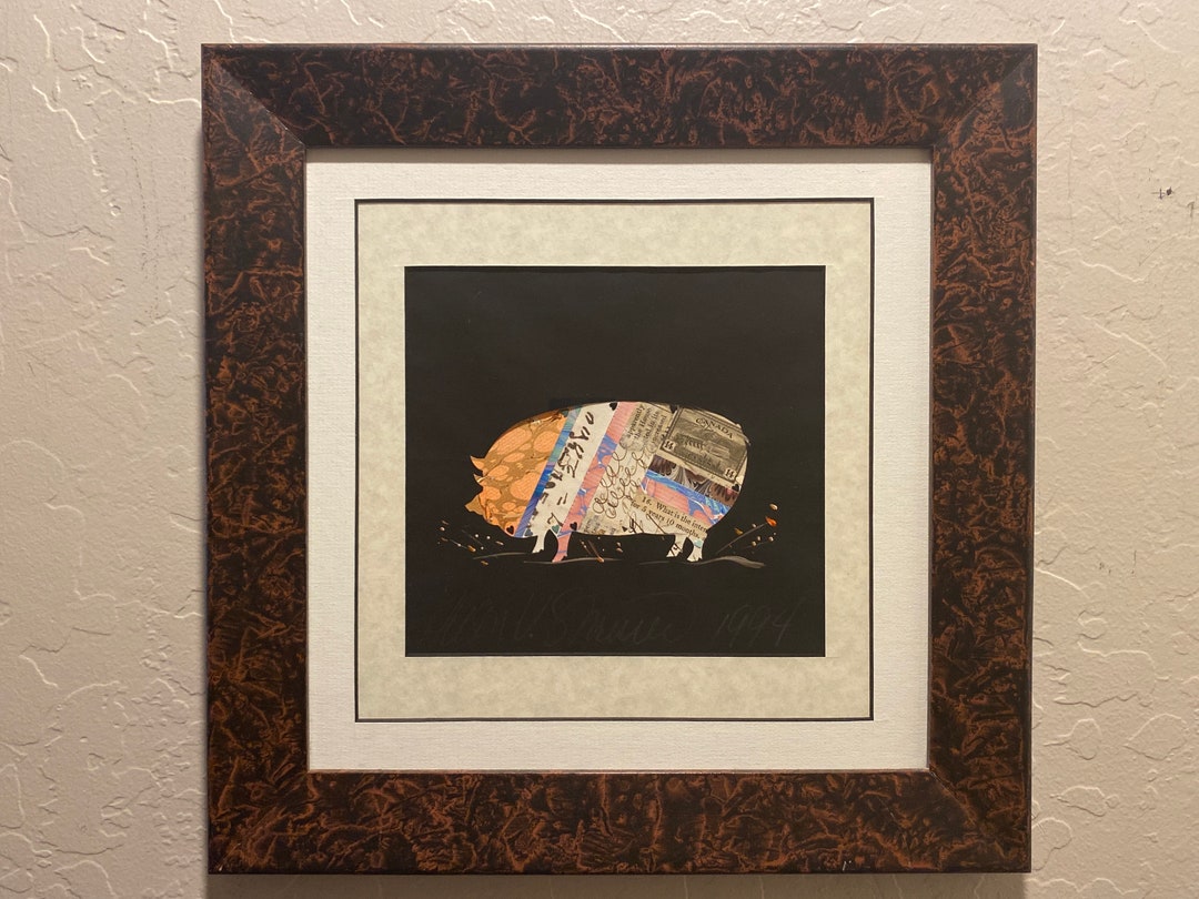 Alison Shriver PIG Collage Art collage Pig Signed - Etsy