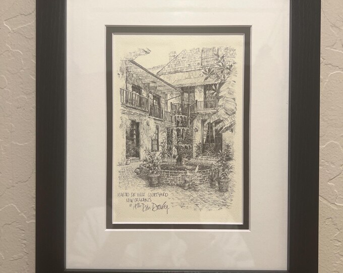 Don Davey "maison De Ville Courtyard" Print of a Drawing in New Orleans ...