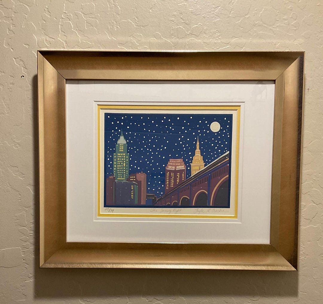 City Scene Snowy Night Limited Edition Screenprint 28/39 by Gaylee ...