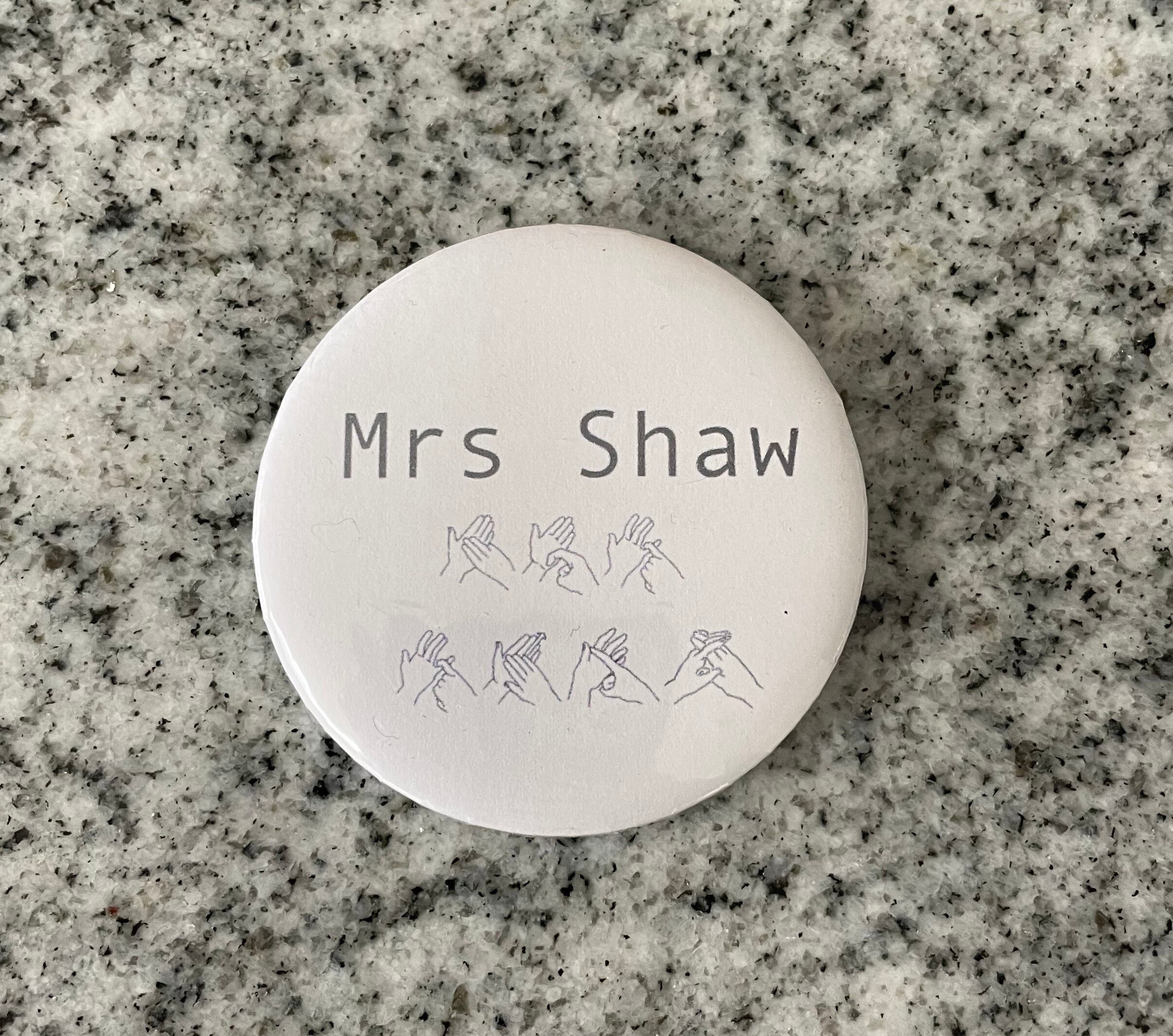 BSL Badge, British Sign Language, Button Badge, BSL Name, Personalised ...