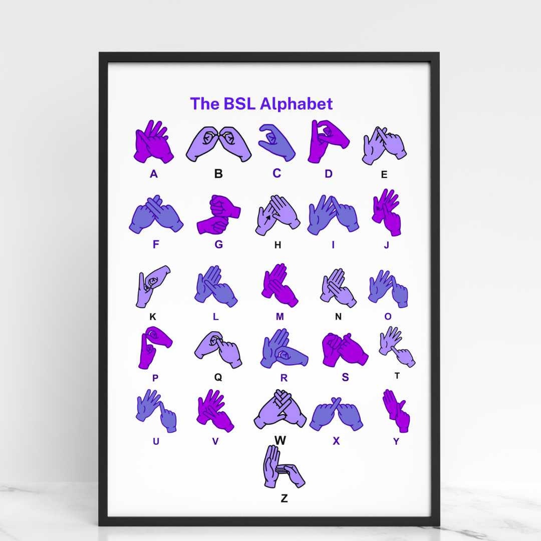 BSL, British Sign Language, Alphabet Print , Nursery Print , Education ...