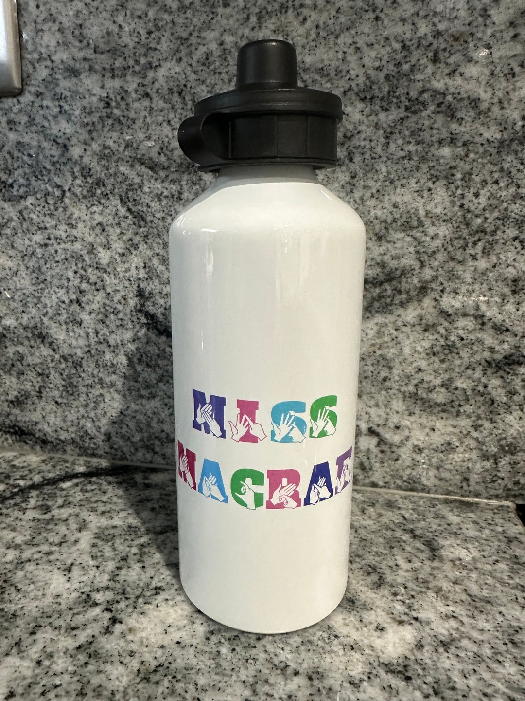 BSL Name, British Sign Language, Deaf Art, Deaf Awareness, Water Bottle ...