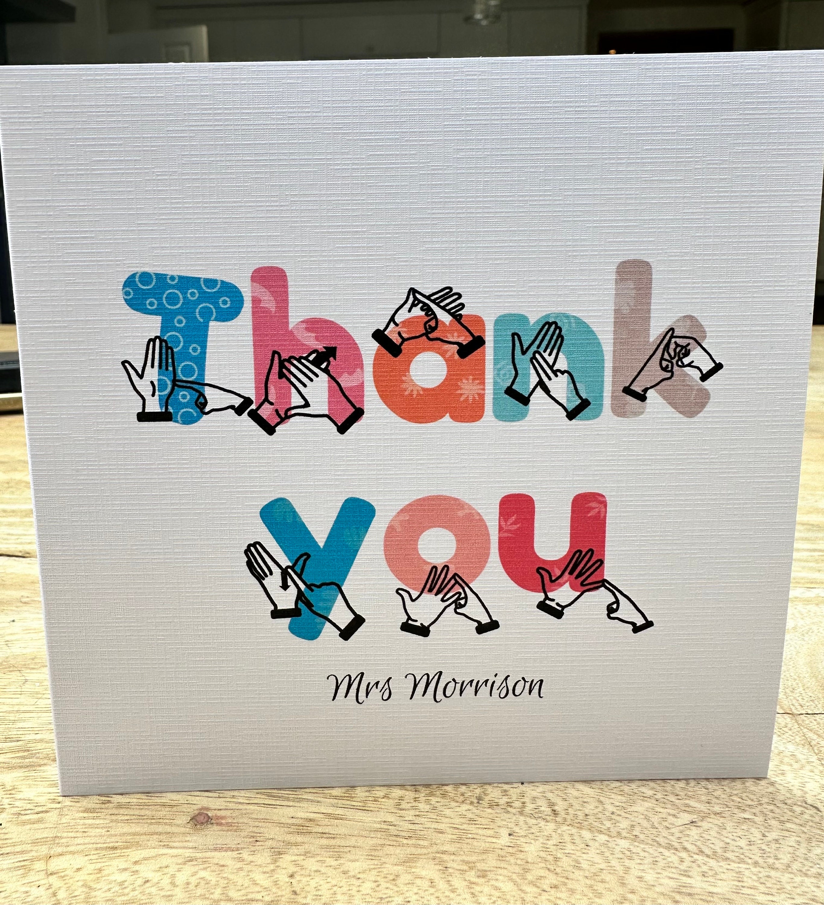 BSL Thank You Card, British Sign Language, Inclusive, Deaf Art, Thank ...