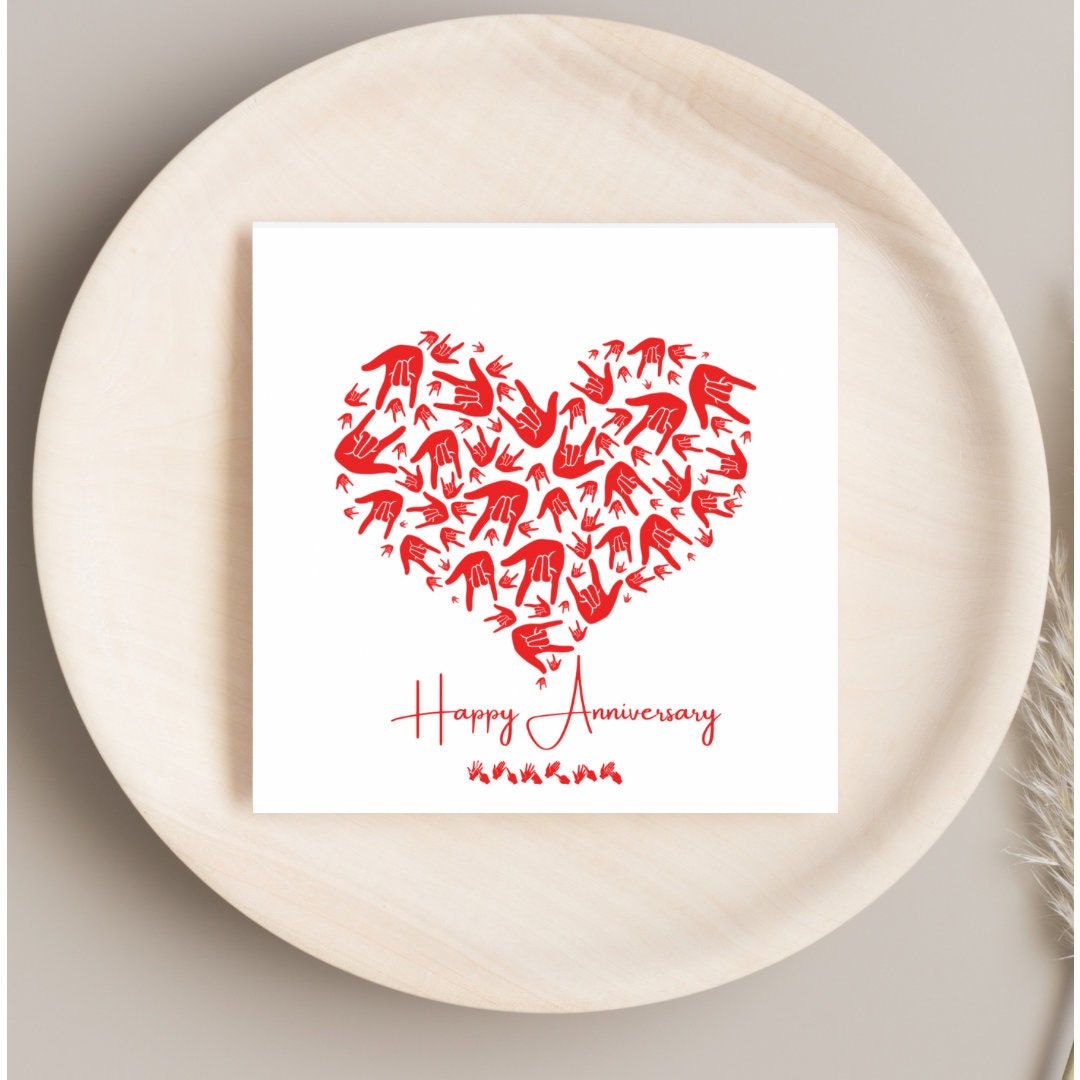 BSL I Love You Card, Bsl Card, Sign Language Card, Bsl Anniversary Card ...