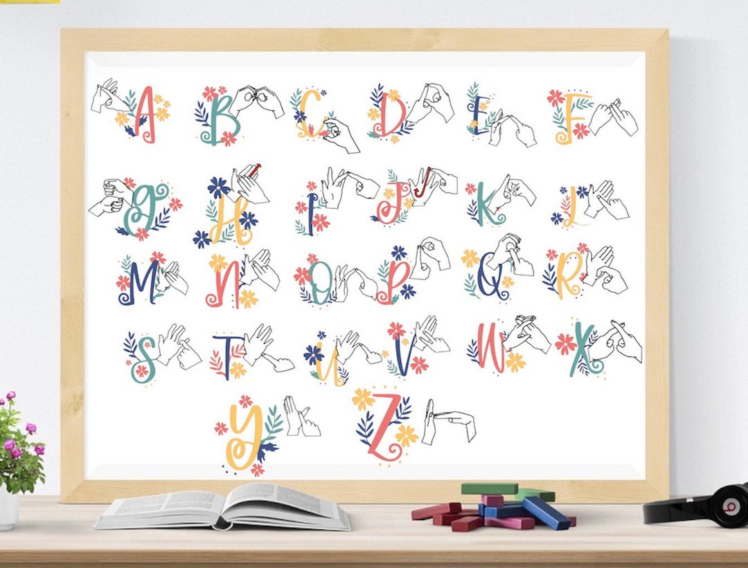 British Sign Language Print, BSL Alphabet Poster, Kids BSL, Nursery ...