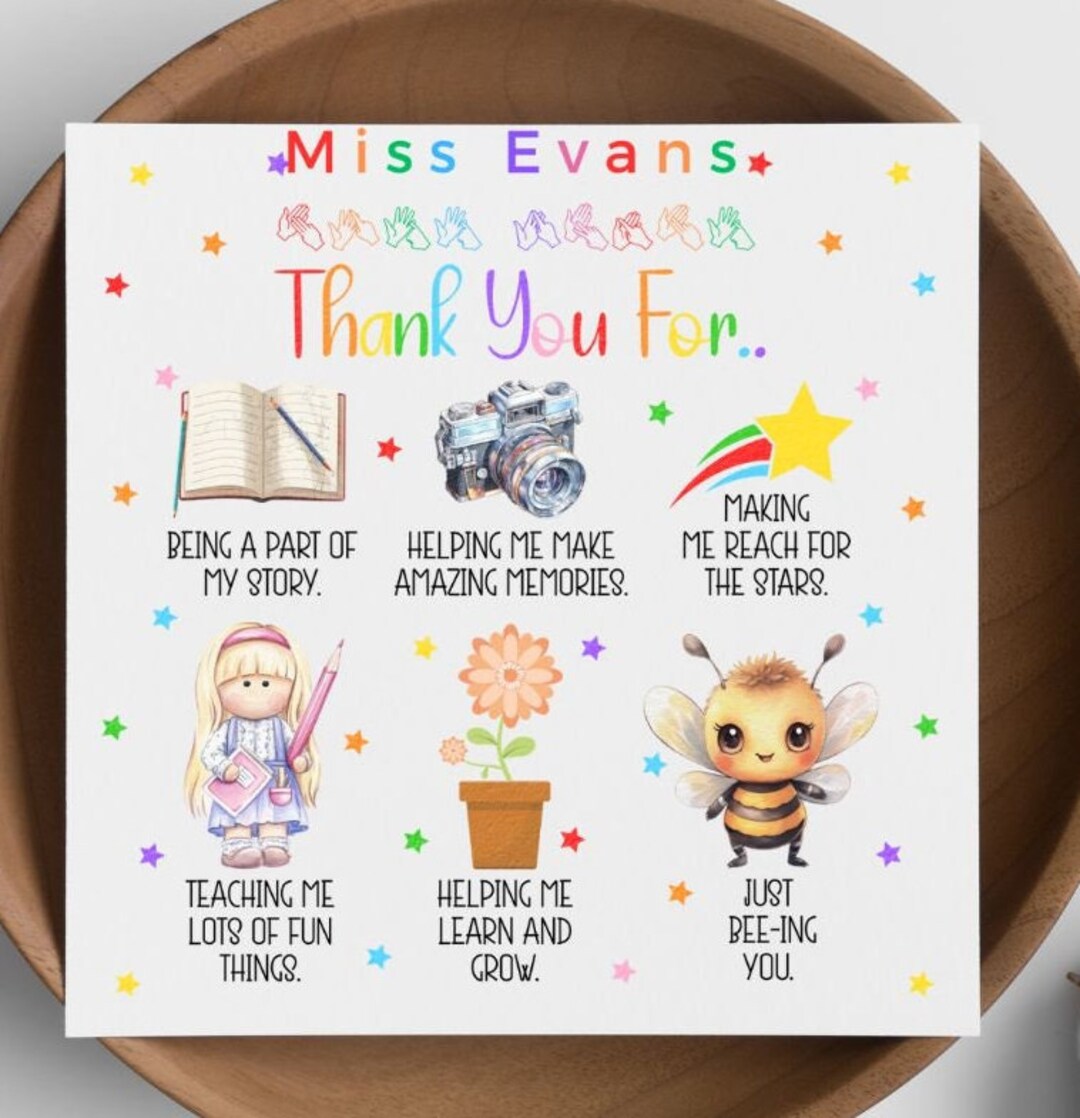 BSL Thank You Teacher Card: British Sign Language, Rainbow Lettering ...