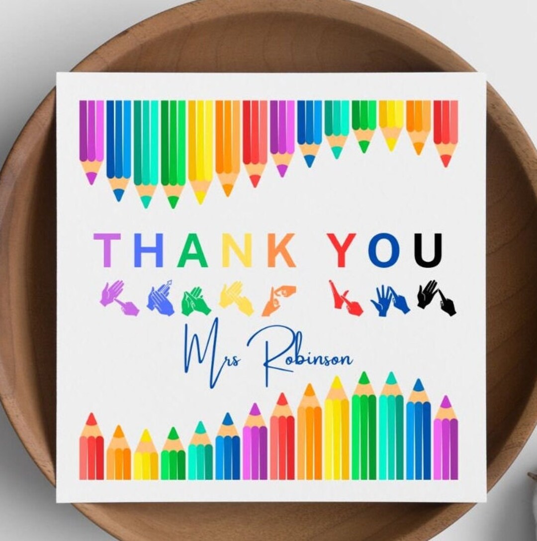 BSL Teacher Thank You Card, British Sign, Fingerspelling, Inclusive ...
