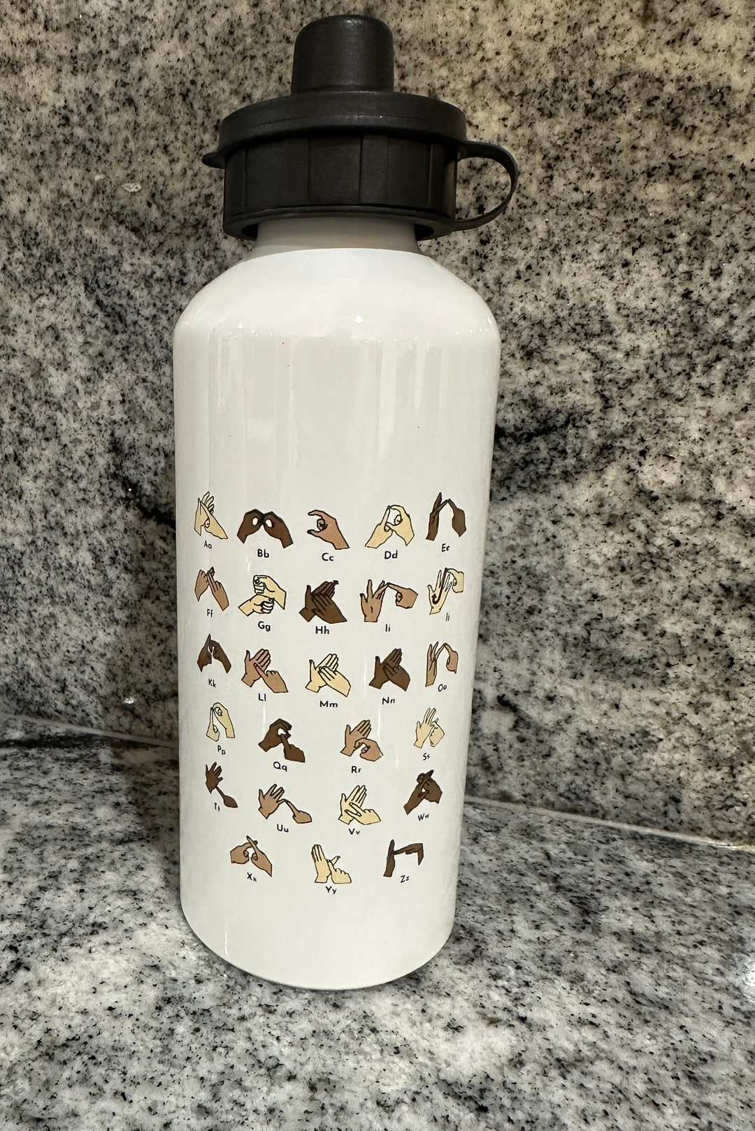 BSL Gift Bsl Alphabet British Sign Language Water Bottle - Etsy