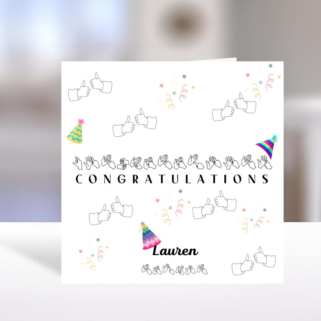 BSL Congratulations Card: British Sign Language, Well Done, Exams, New ...