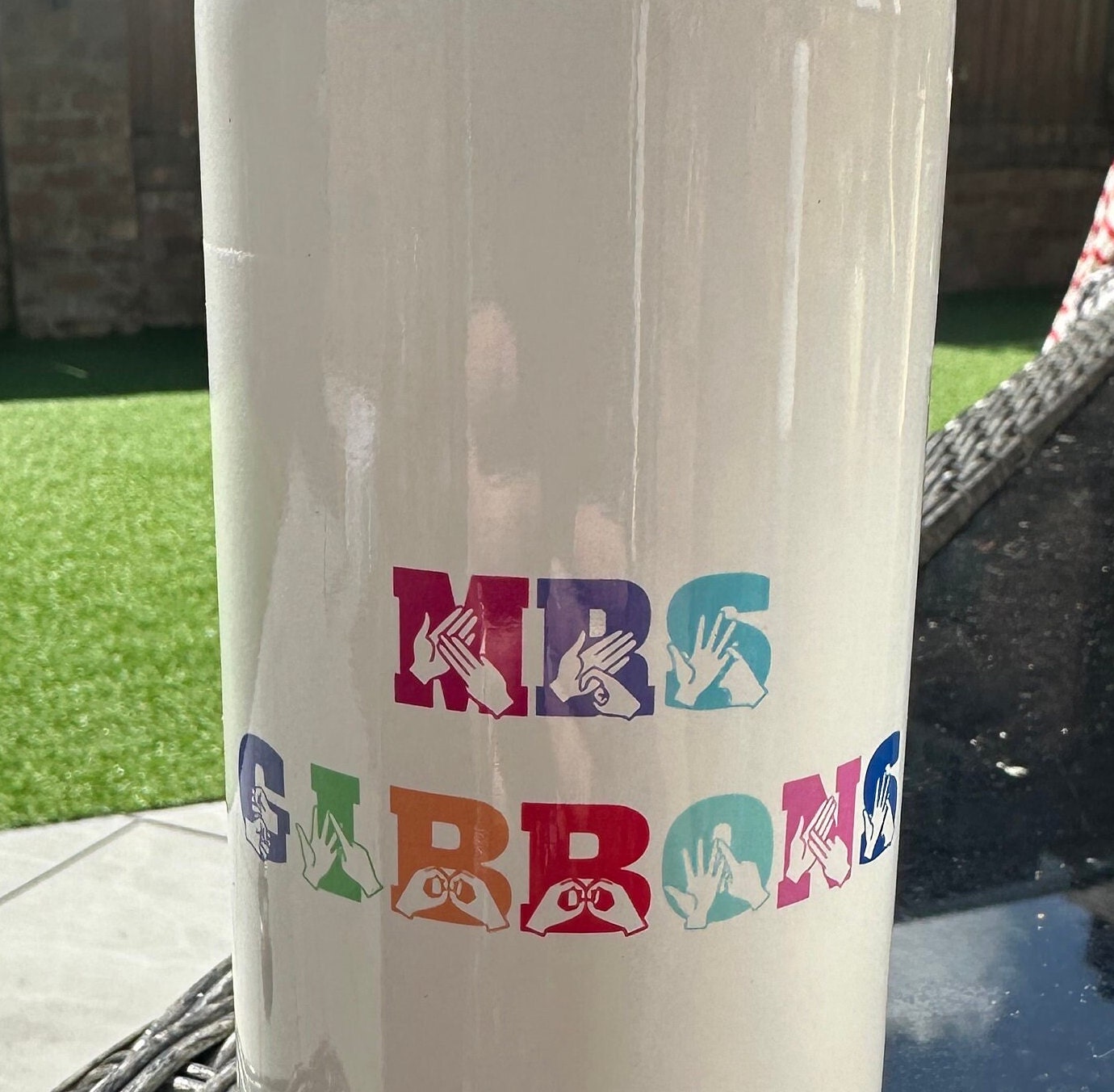 BSL Name, British Sign Language, Deaf Art, Deaf Awareness, Water Bottle ...