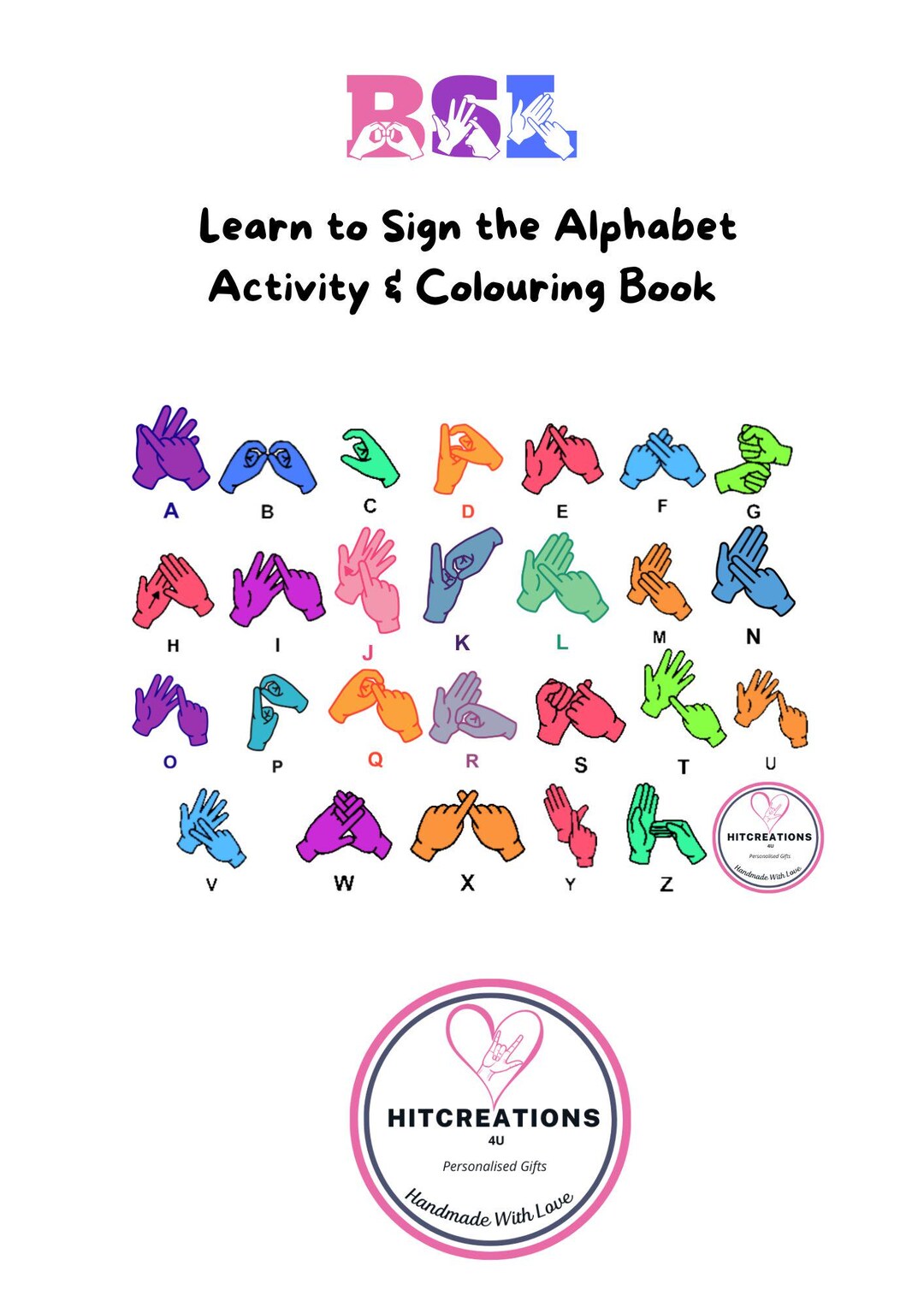 BSL Colouring Book, BSL Alphabet, Bsl Activity Book, Downloadable Bsl ...
