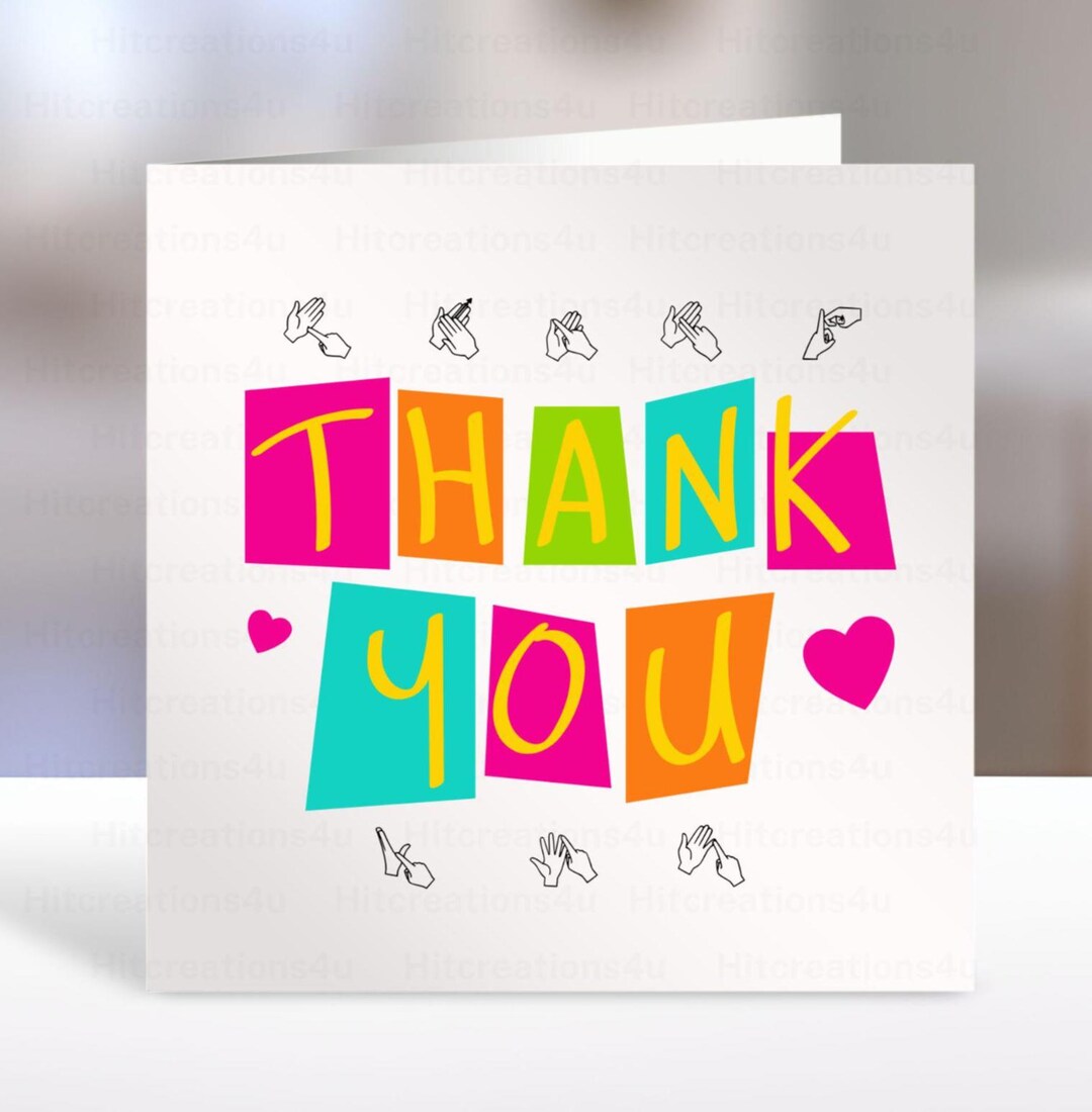 BSL Card, Thank You, BSL, British Sign Language, Inclusive, Deaf Art ...