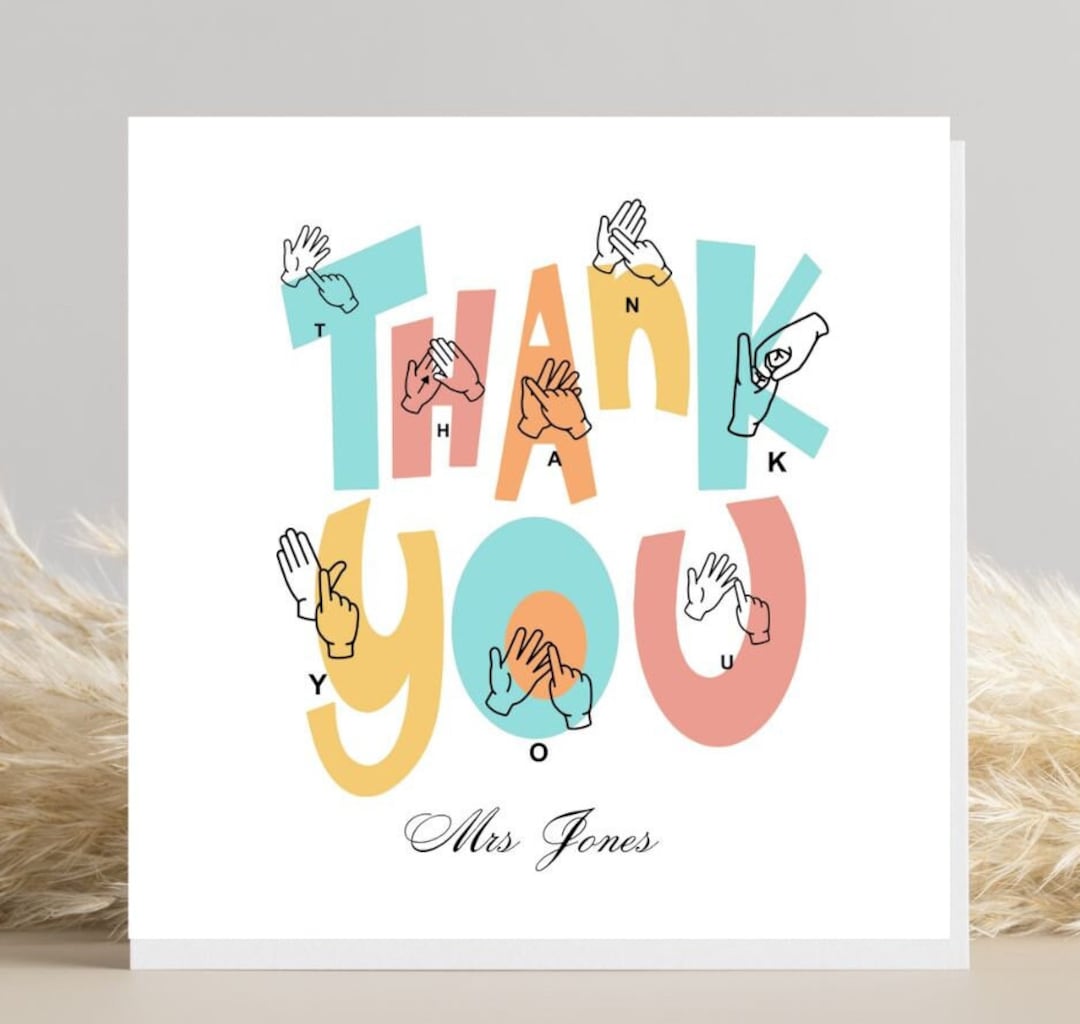 BSL Thank You Card, British Sign Language, Inclusive, Deaf Art, Thank ...