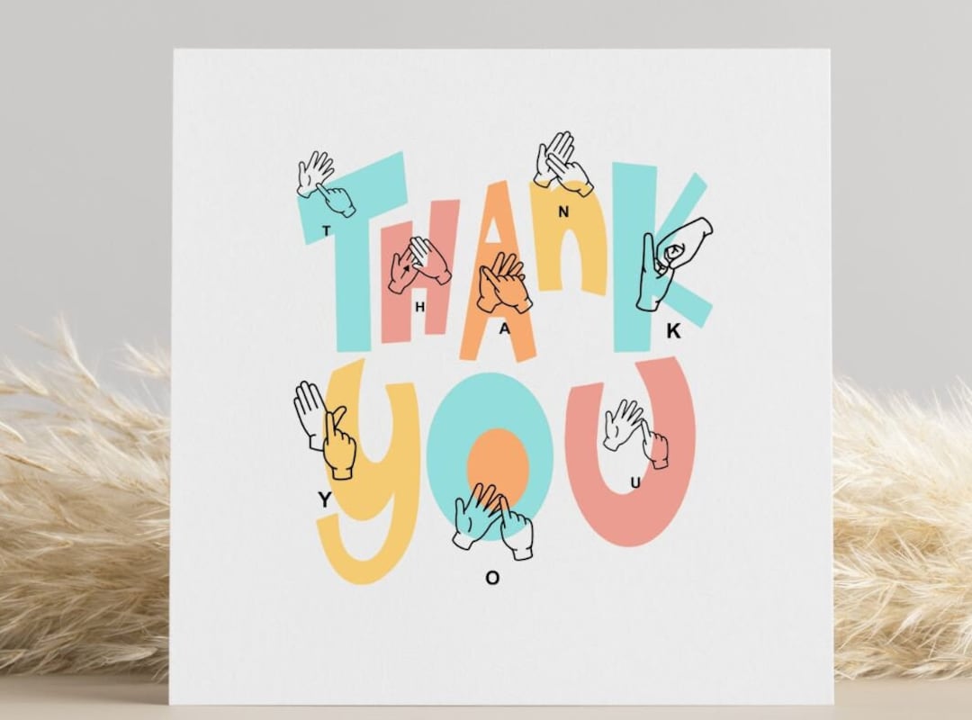 BSL Thank You Card British Sign Language Inclusive Deaf Art - Etsy