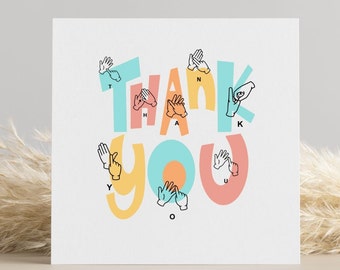 BSL Thank You Card British Sign Language Inclusive Deaf Art - Etsy