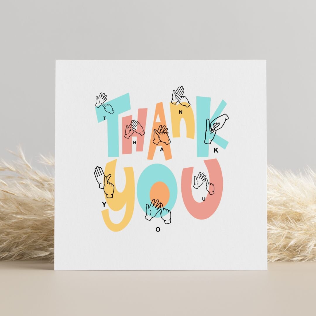 BSL Thank You Card British Sign Language Inclusive Deaf Art - Etsy