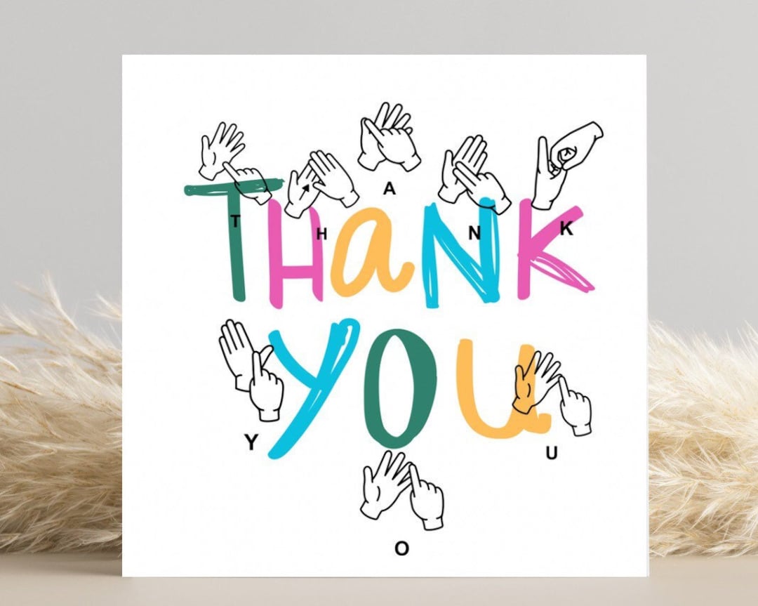 BSL Thank You Card: British Sign Language, Teacher, Friend, Deaf Aware ...