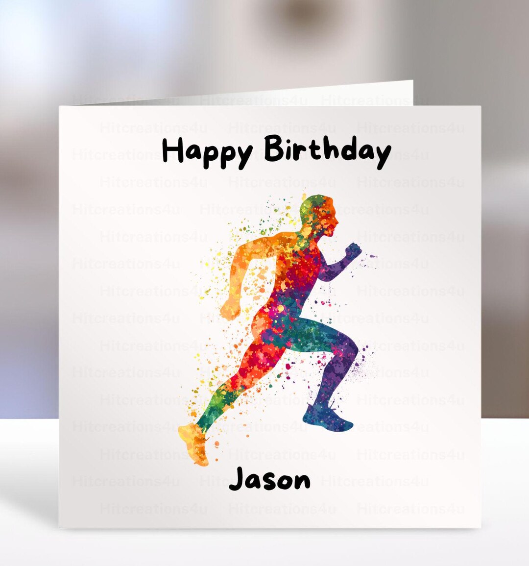 Runner Birthday Card, Personalised Male Runner Card, BSL Birthday Card ...