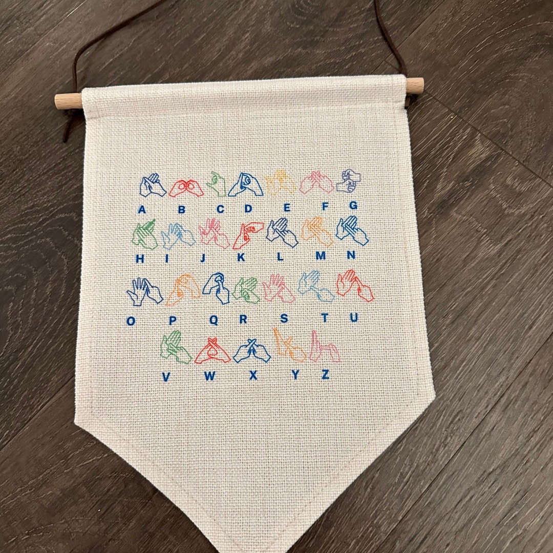 Bsl Alphabet, Bsl Gift, Wall Flag, British Sign Language Gift, Nursery ...