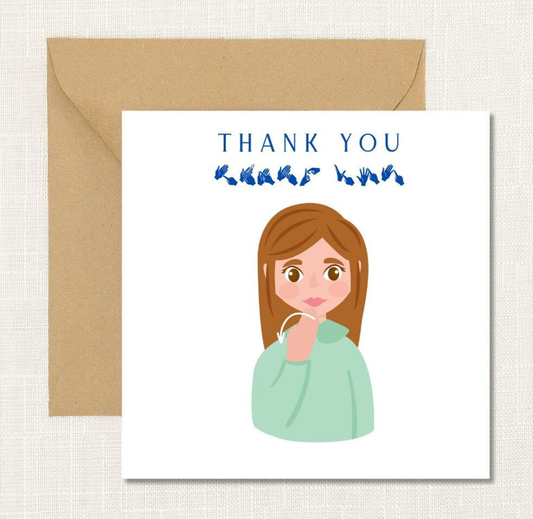 BSL Thank You Card, British Sign Language, Inclusive, Deaf Art, Thank ...