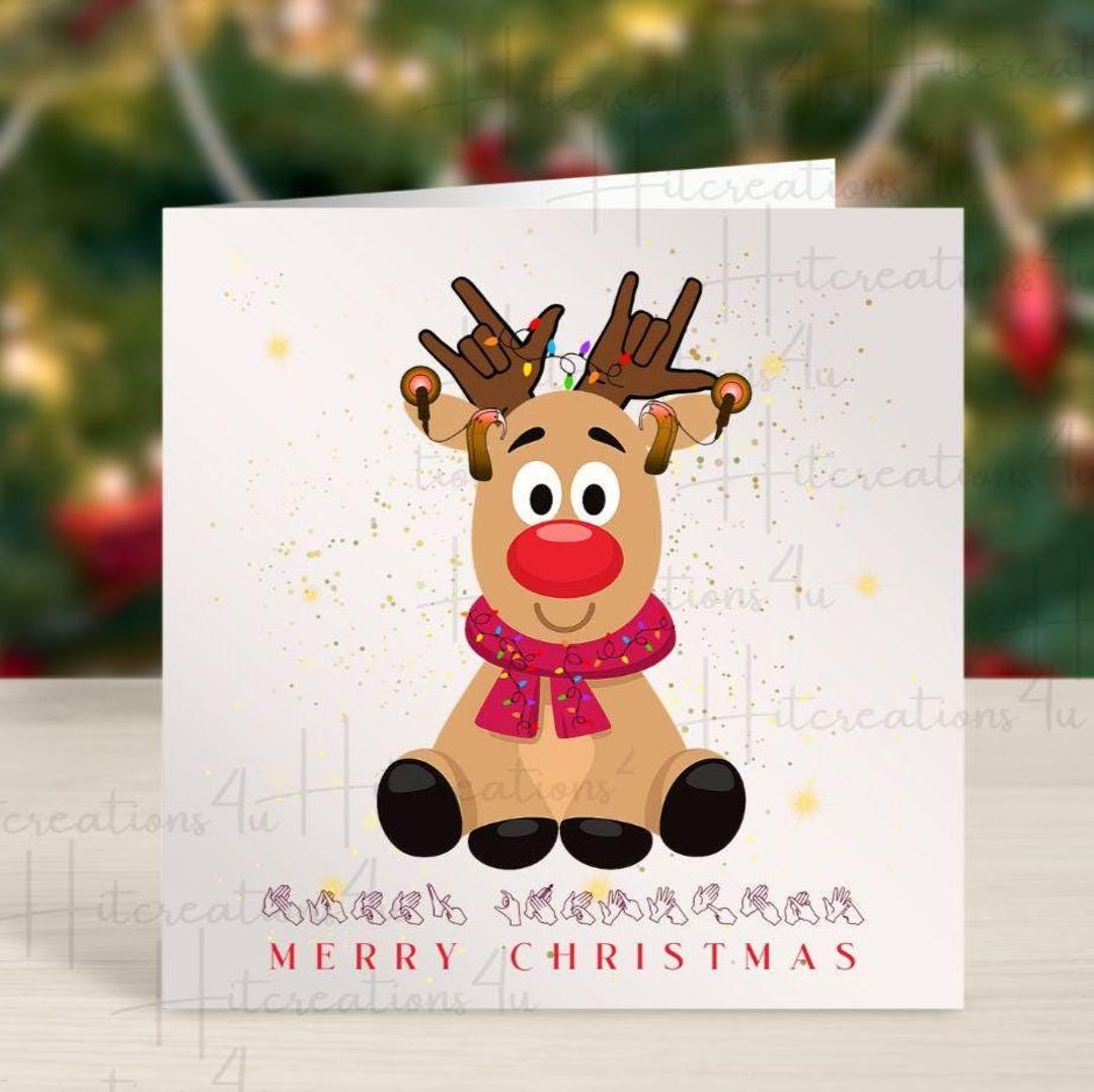 Cochlear Implant Christmas Card, Bsl Christmas Card, I Love You Sign ...