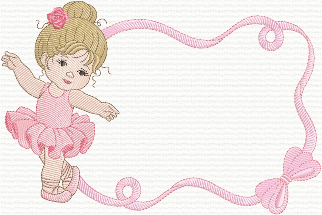 Ballerina Frame Embroidery Design: Girl Ballet Pattern (digital ...