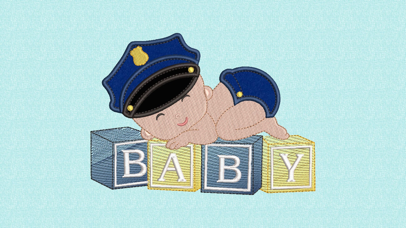 Baby Police Applique Embroidery Design Baby Applique Machine - Etsy ...