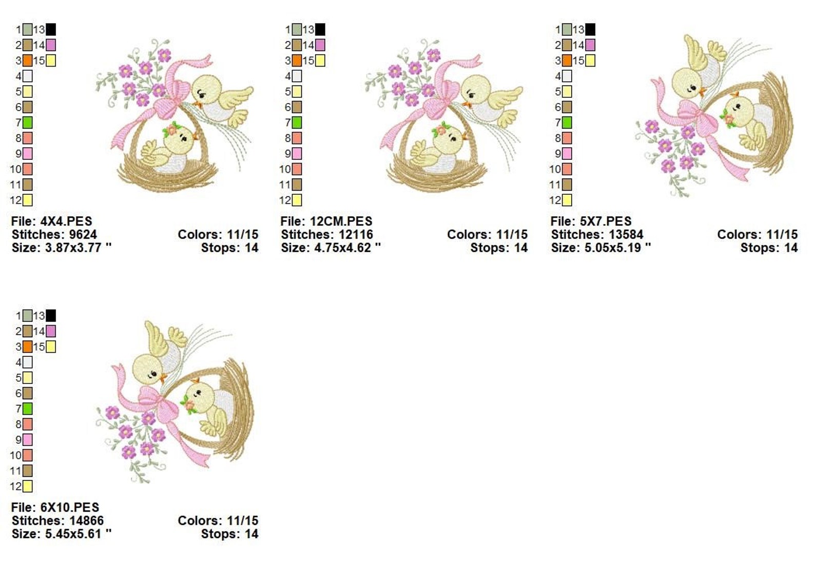 Birds Machine Embroidery Design, Baby Girl Pattern (instant Download - Etsy