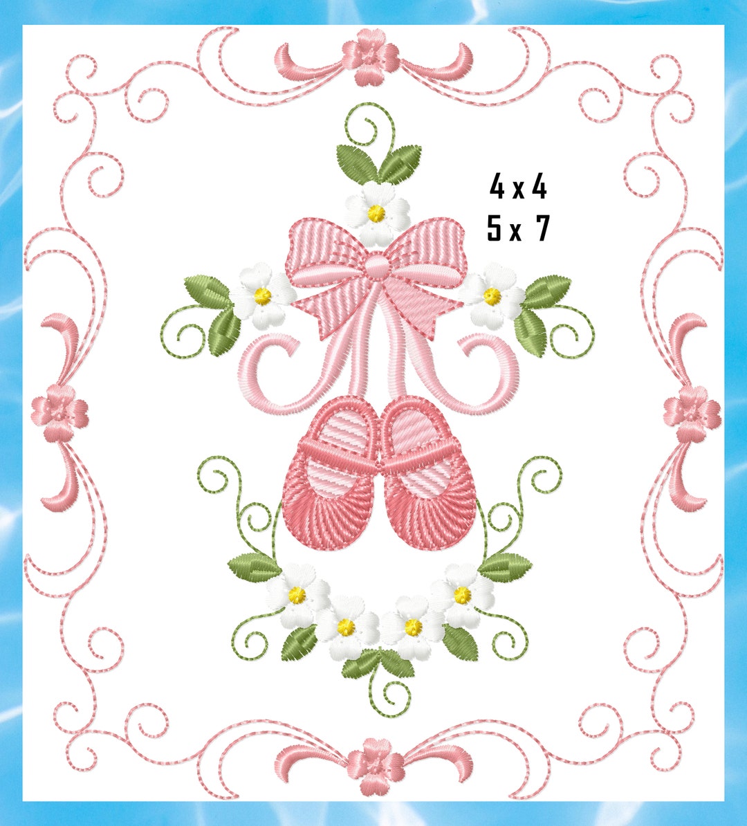 Ballerina Shoes Machine Embroidery Design: Girl Ballet Pattern (instant ...